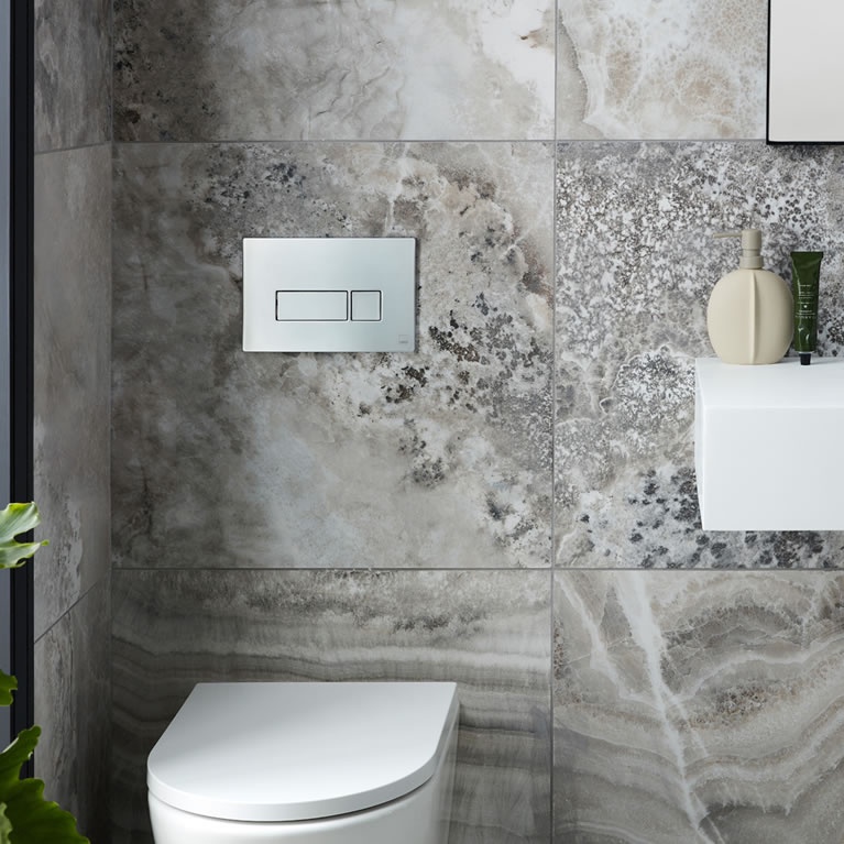 Vado Chrome Square Dual Flush Plate | Sanctuary Bathrooms